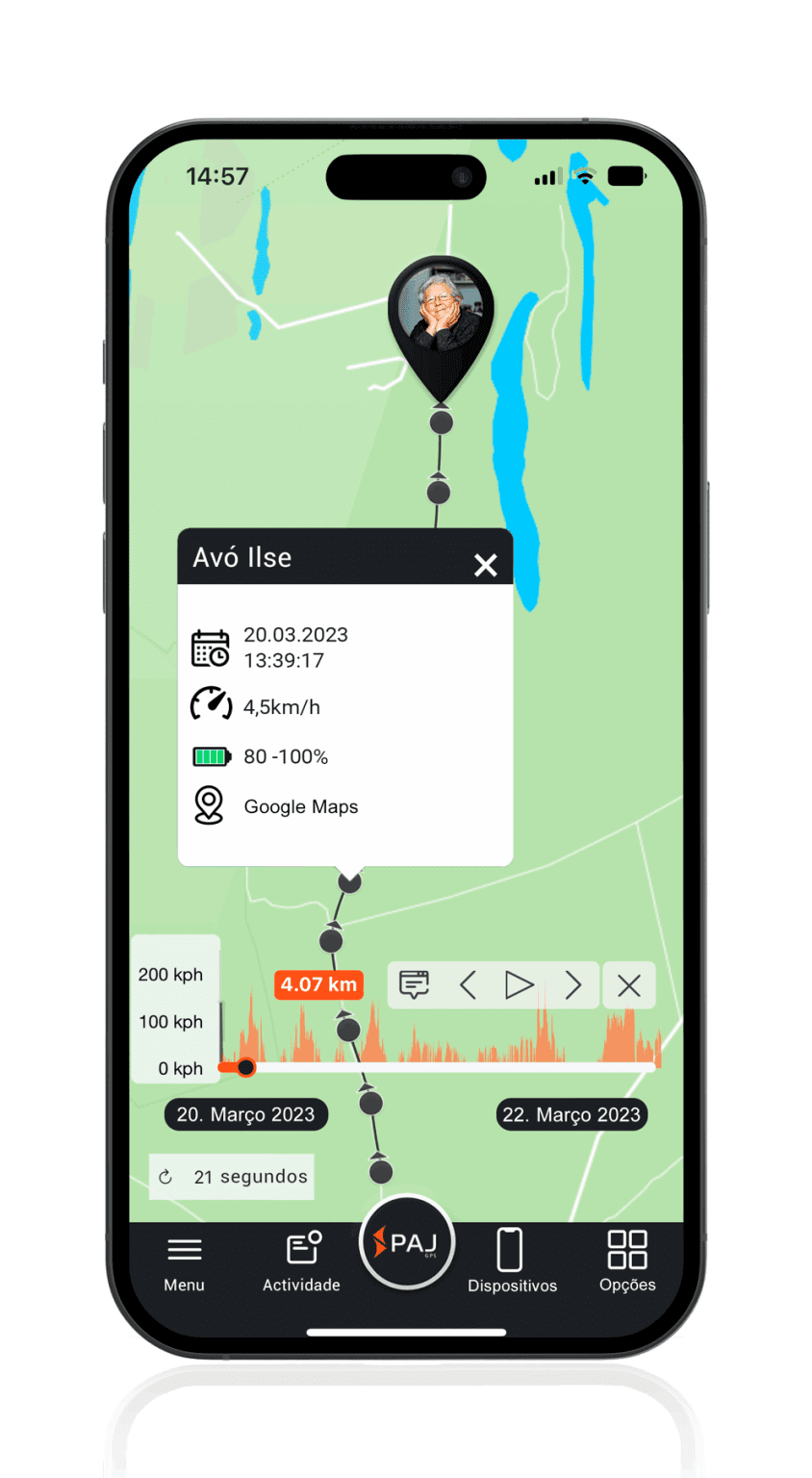 Localizador GPS para idosos: localização em direto e alertas SOS